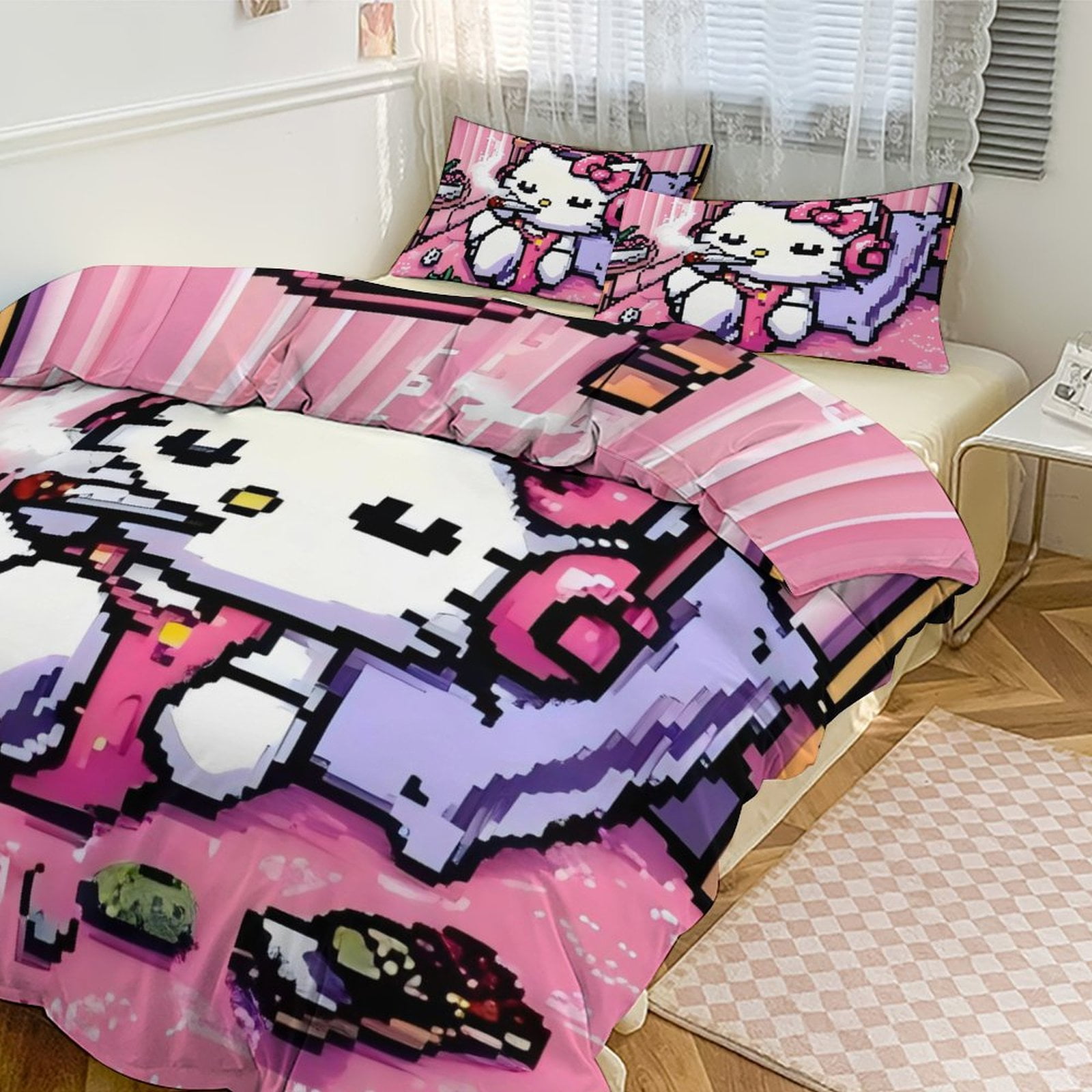 Queen Bedding Sets for Girls Cute Hello Kitty Bedding Set for Kids ...