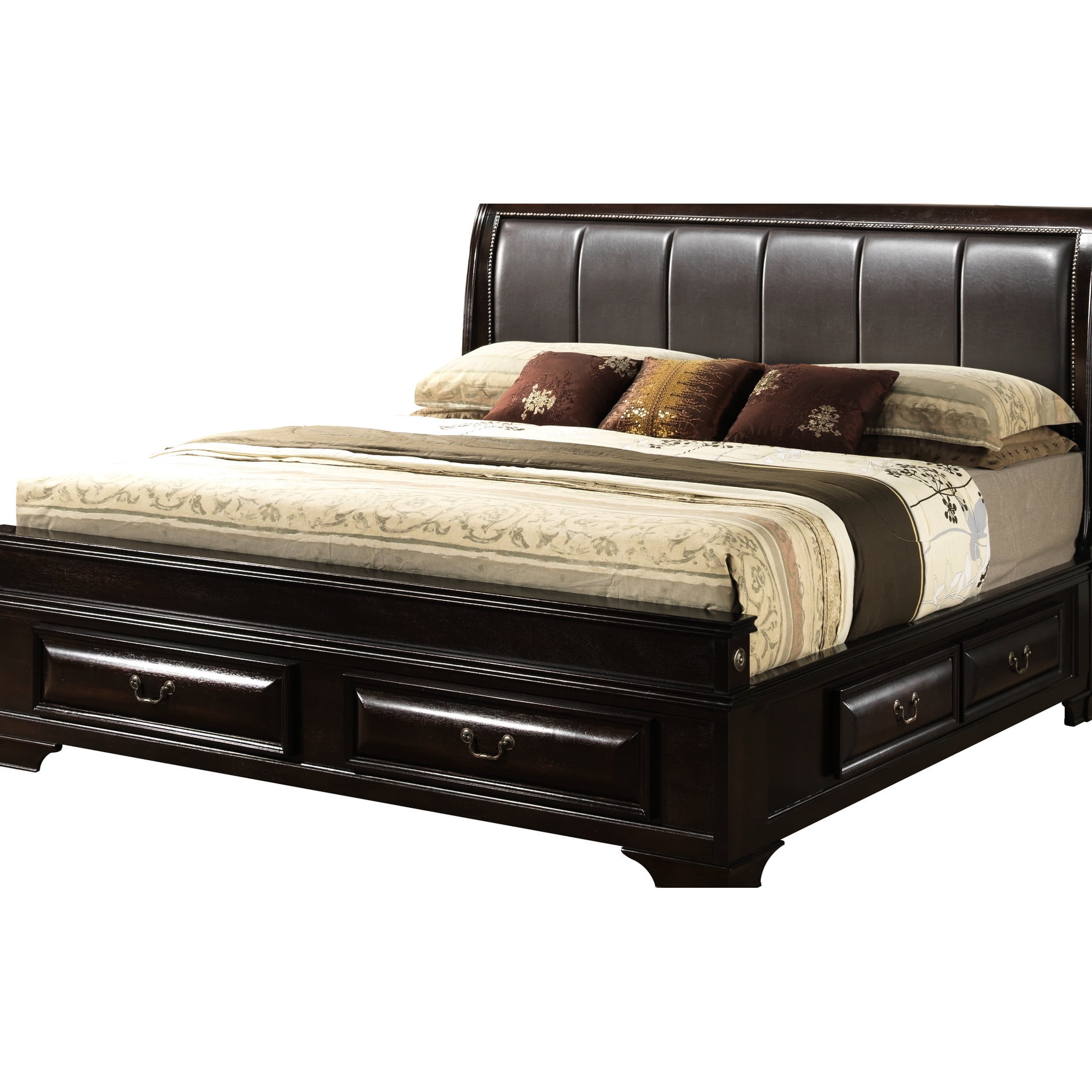 Queen Bedroom Sleigh Bed | Channel Quilted Design with Storage ...