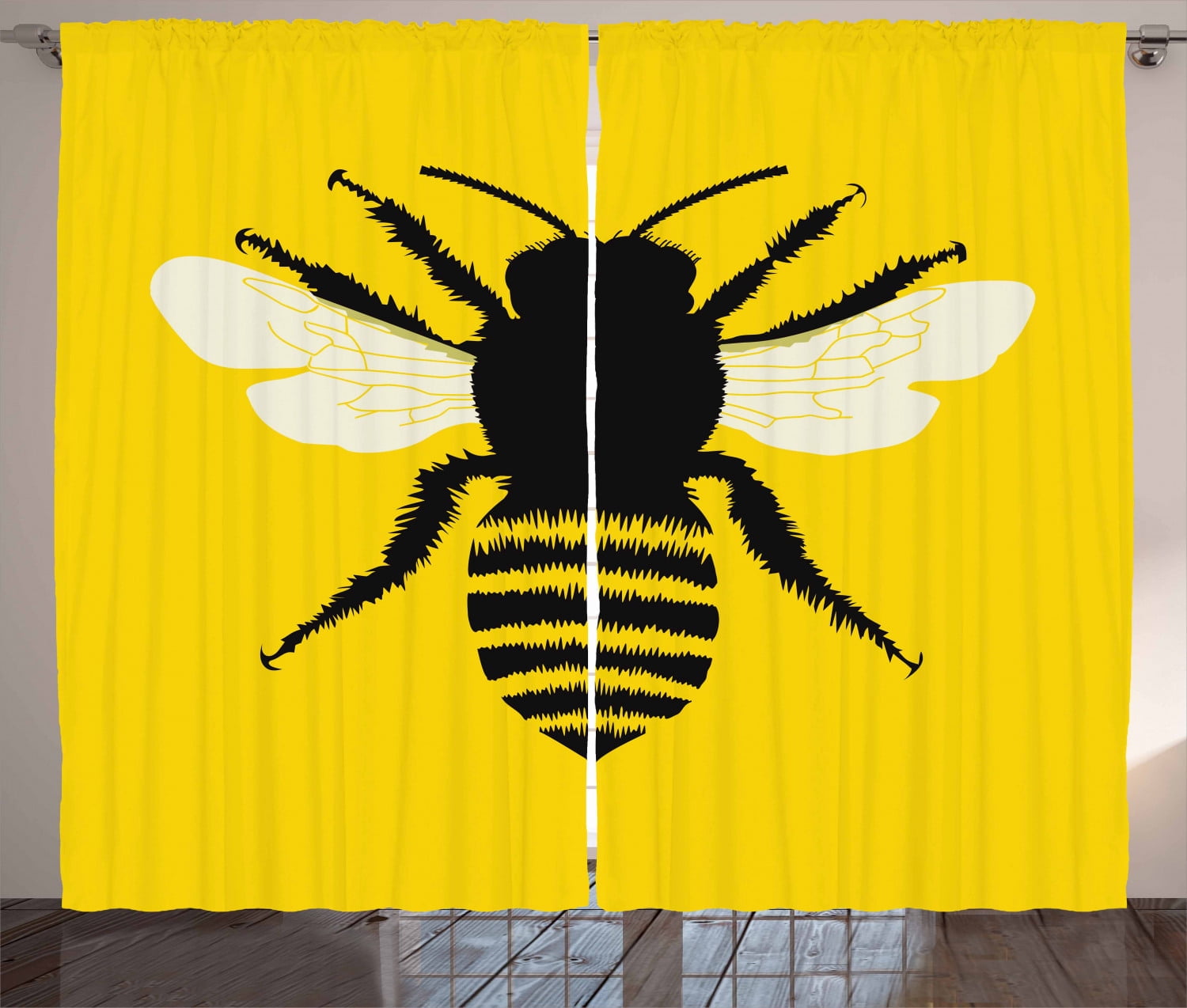 Ambesonne Queen Bee Curtains 2 Panel Set, Honeybee Silhouette, 108" x ...