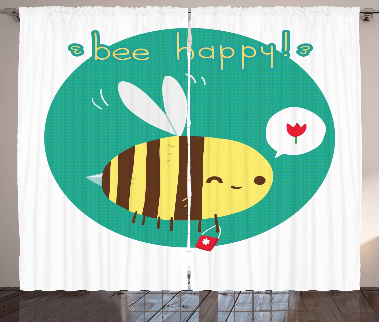 Ambesonne Queen Bee Curtains 2 Panel Set, Winking Bumblebee, 108" x 63 ...