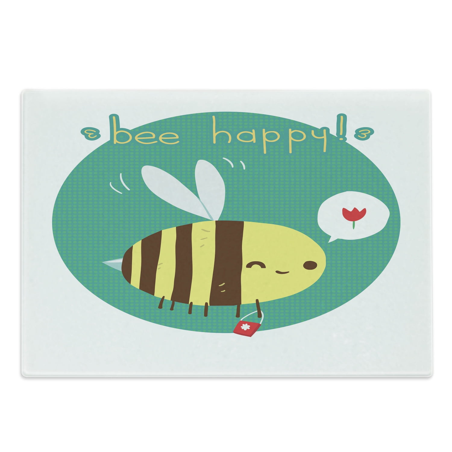 Queen Bee Cutting Board, Winking Bumblebee Cartoon Doodle Happy Words ...