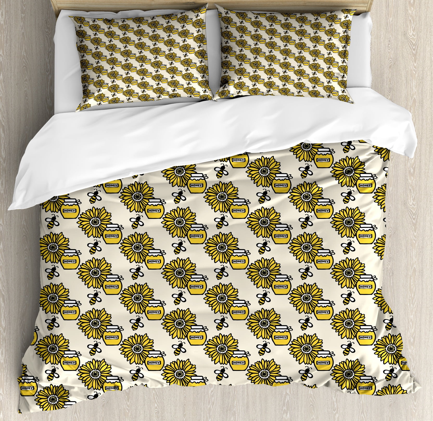 Queen Bee Duvet Cover Set, Continuous Pattern of Calligraphy on Honey ...