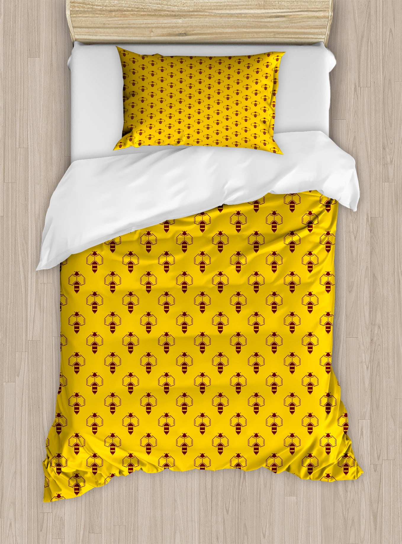 Queen Bee Duvet Cover Set, Geometric Honey Lover with Wings Nature ...