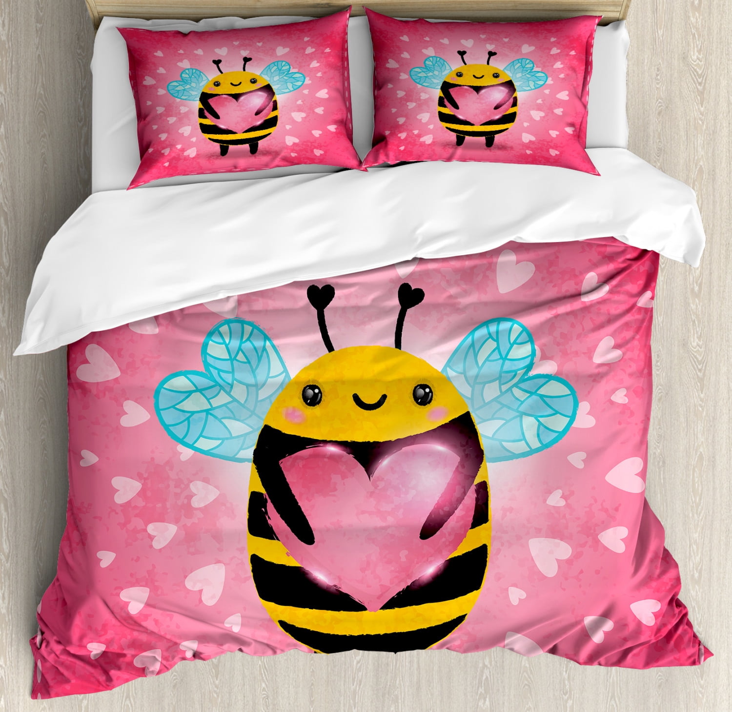 Queen Bee Duvet Cover Set Queen Size, Valentine's Day Themed Bumblebee ...