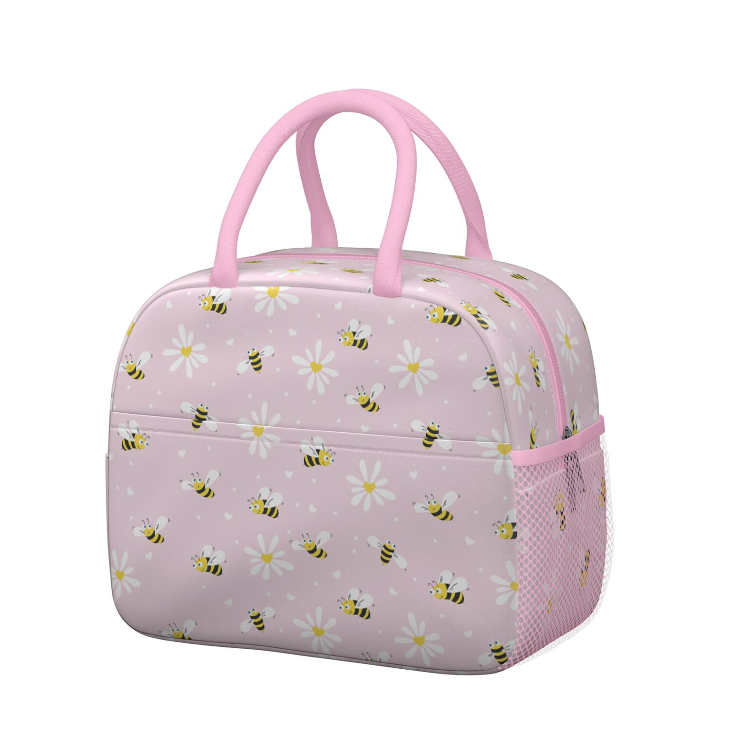 Queen Bee Insulated Lunch Bag - Honeycomb & Bumble Bee Pattern Reusable ...