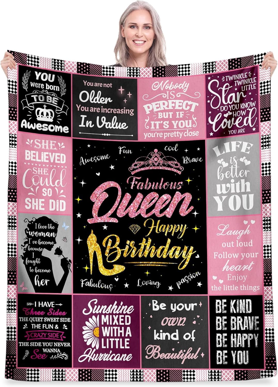 Queen Birthday Gifts for Women, Unique Happy Birthday Fleece Throw ...
