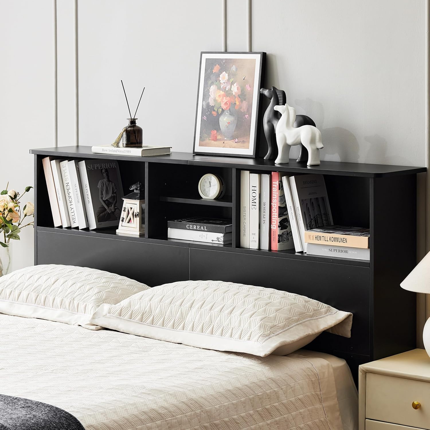 Queen Bookcase Headboards Only with Bookshelf, Headboard with Deep ...