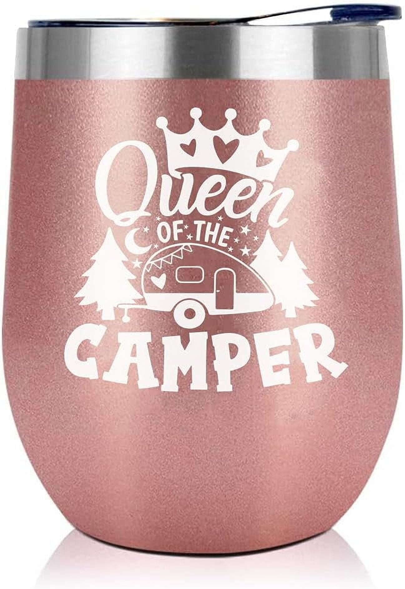 Queen of The Camper Wine Tumbler, Camping Coffee Mug Cup, Women Campers ...