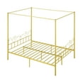Queen Canopy Bed Frame, Metal Bed with Headboard & Four Posters, Heavy ...