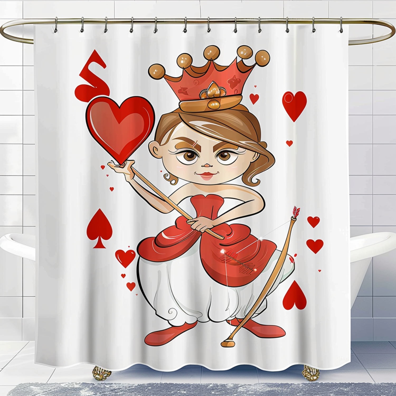 Queen Cartoon Character Shower Curtain with Arrow Design Pixar Style ...