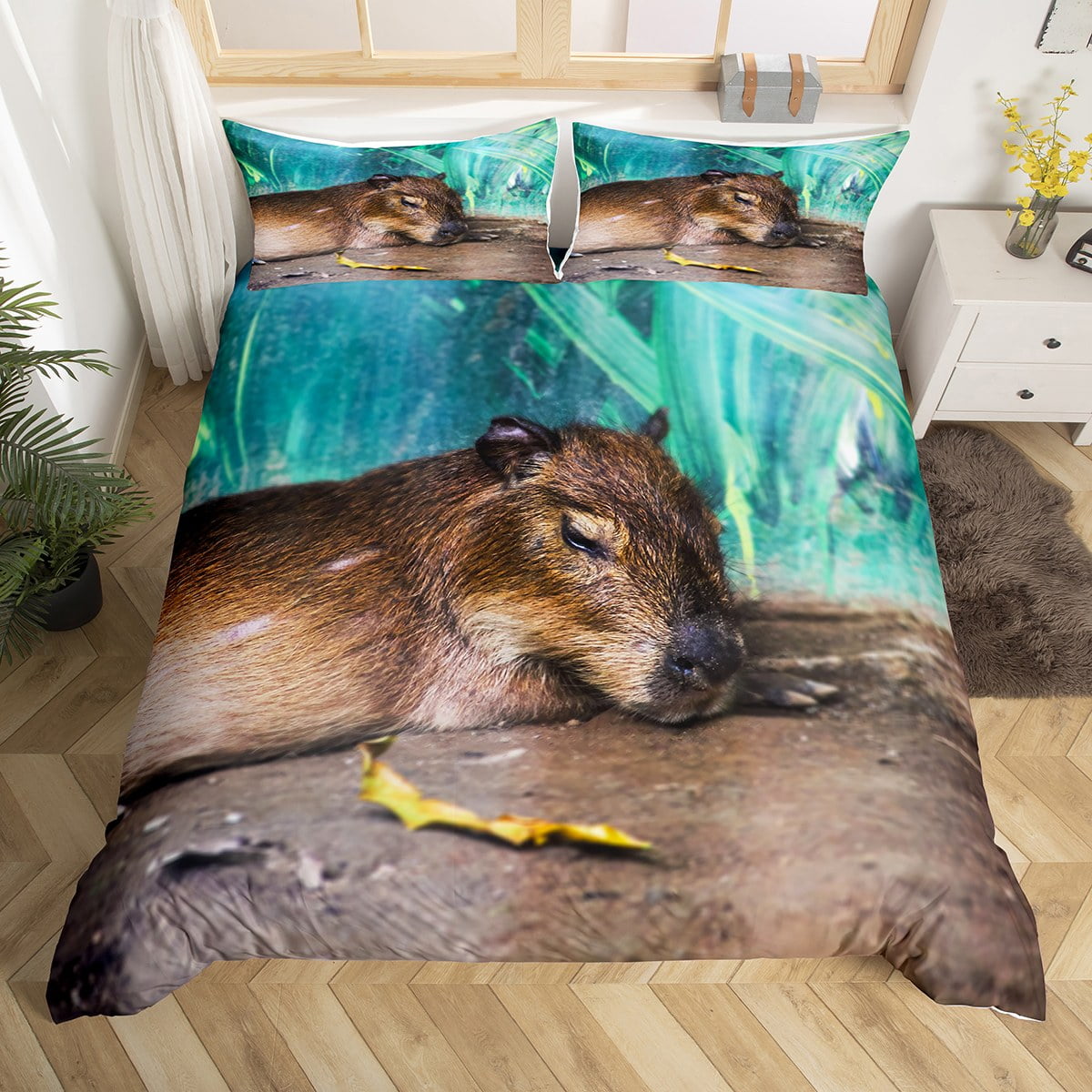 Queen Comforter Cover Capybara Theme Bedding Sets Youth Teens Funny ...