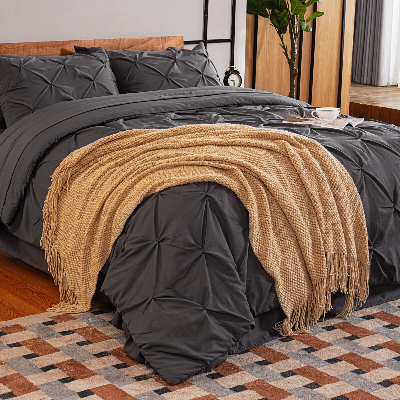 Queen Comforter Set-7 Pieces Full Size Bedding Sets, Bed in a Bag with ...