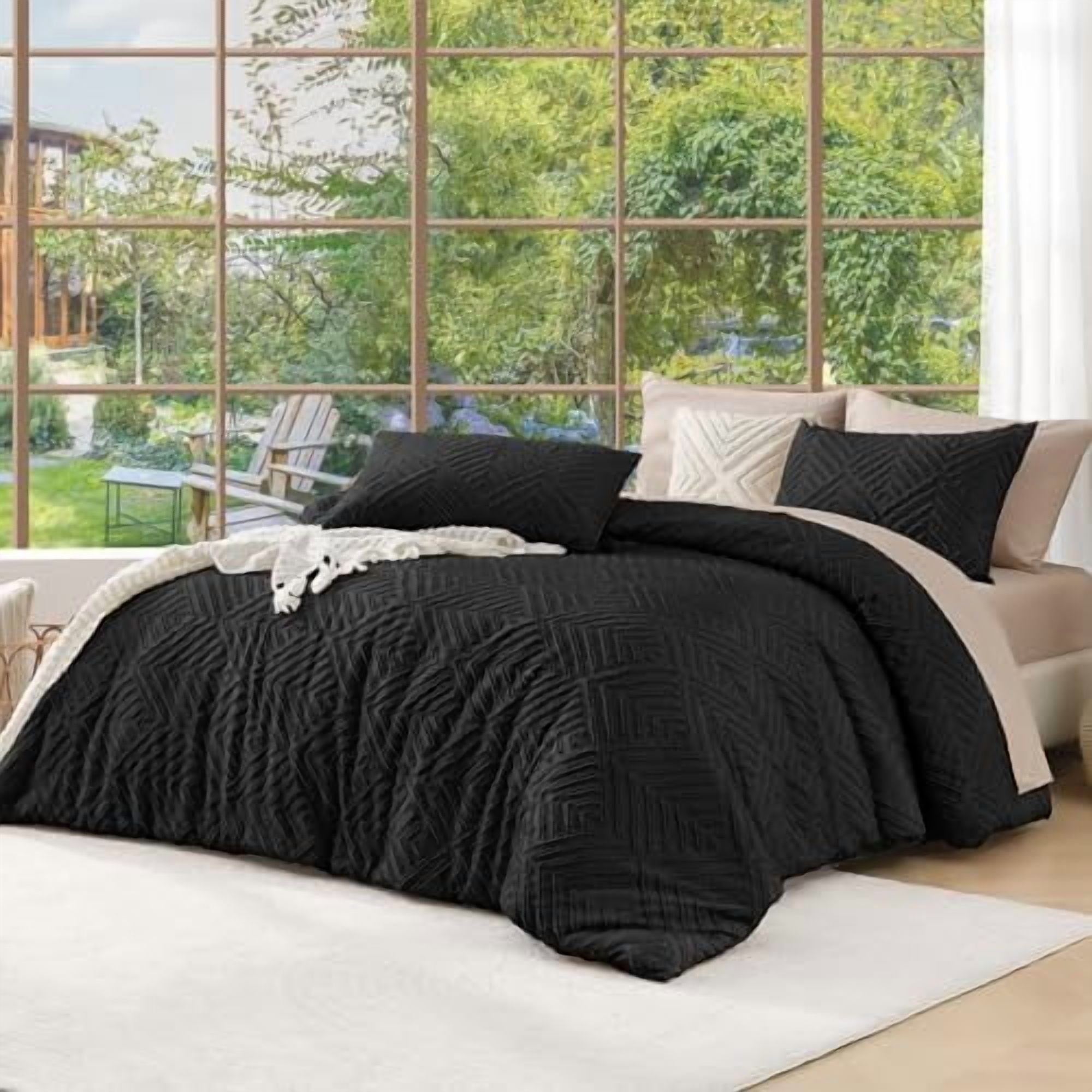 Queen Comforter Set Beige, 3 Pieces Queen Size Comforter Sets Boho ...