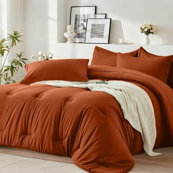 Queen Comforter Set Black - Soft 7 Piece Bed in a Bag Queen Size ...