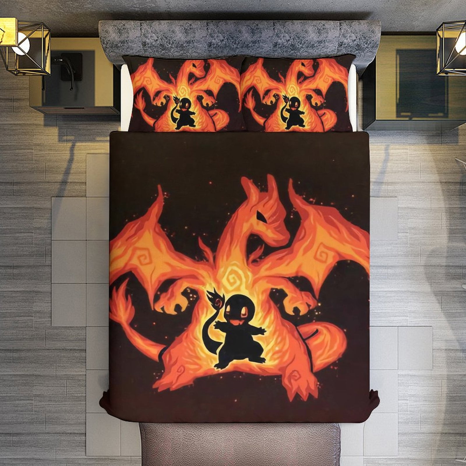 Queen Comforter Set,Charmander Charizard Comforter Set for Boys Girls ...
