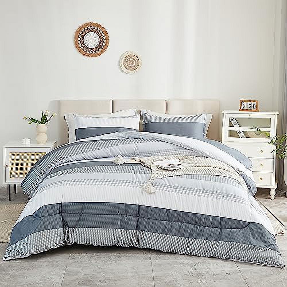 Queen Comforter Set Light Grey - 3 Pieces Lightweight Gray White ...