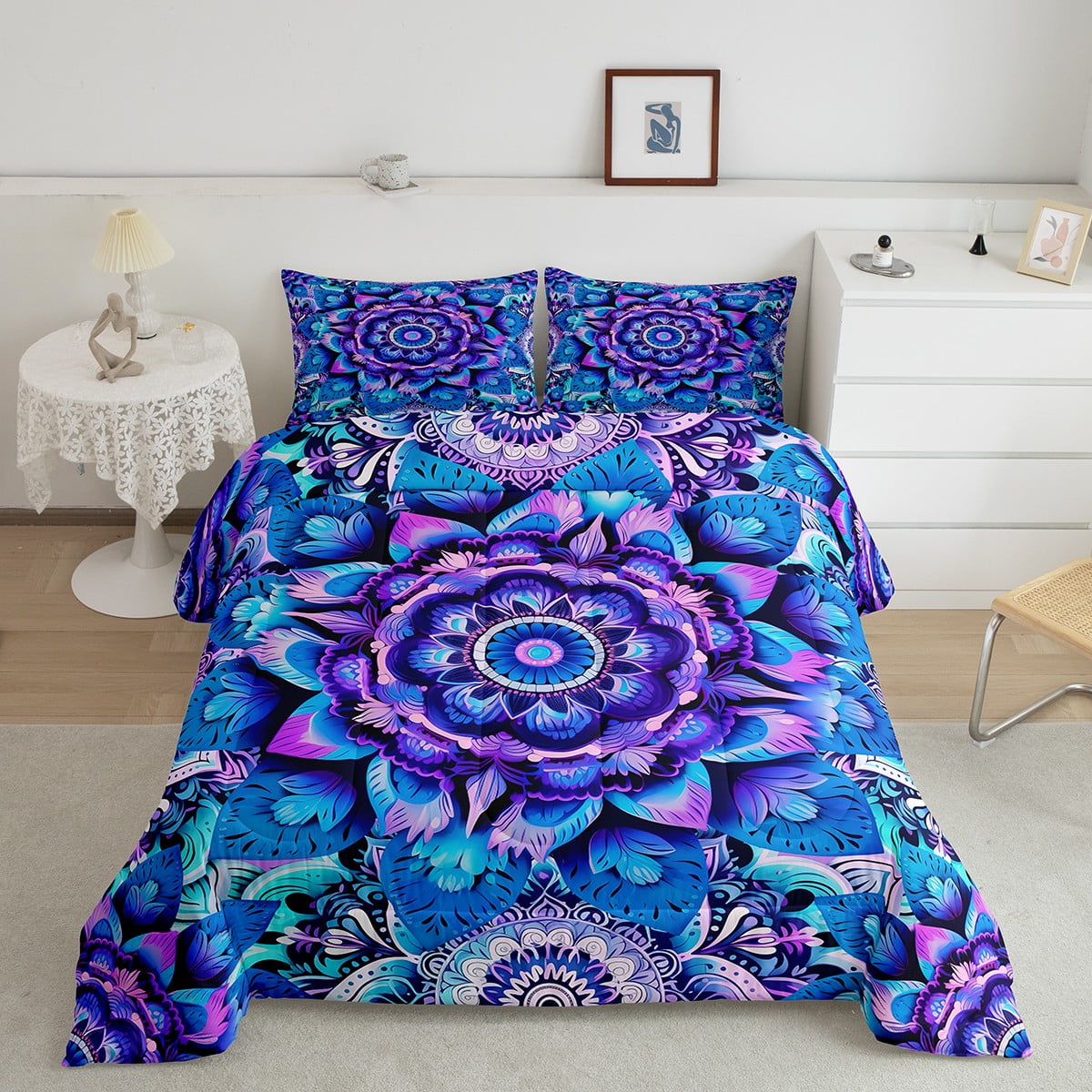 Queen Comforter Set Mandala Print Bedding Comforter Sets Boho Chic ...