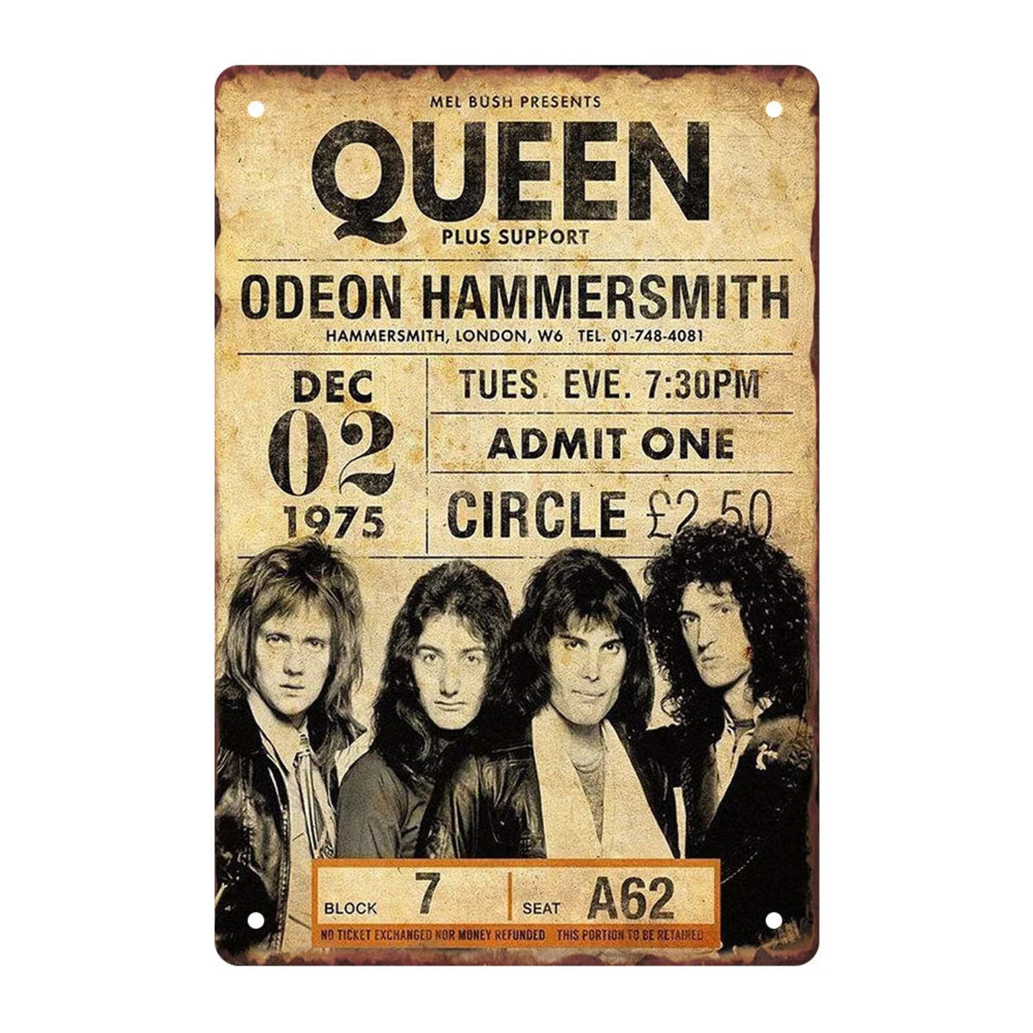 Queen Concert Repro Vintage Metal Tin Sign Ad - Walmart.com