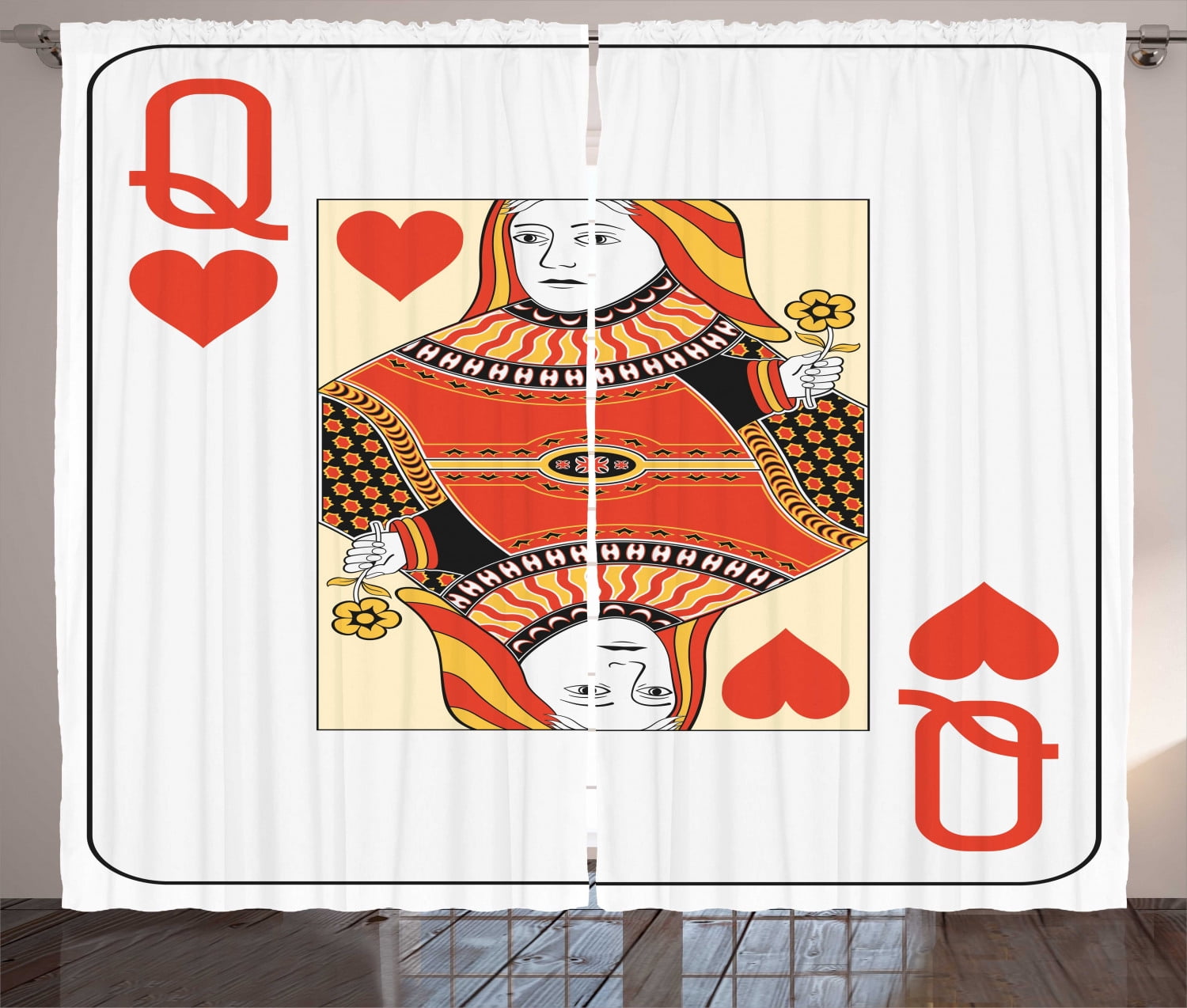 Ambesonne Queen Curtains 2 Panel Set, Playing Poker Card Deck, 108" x ...
