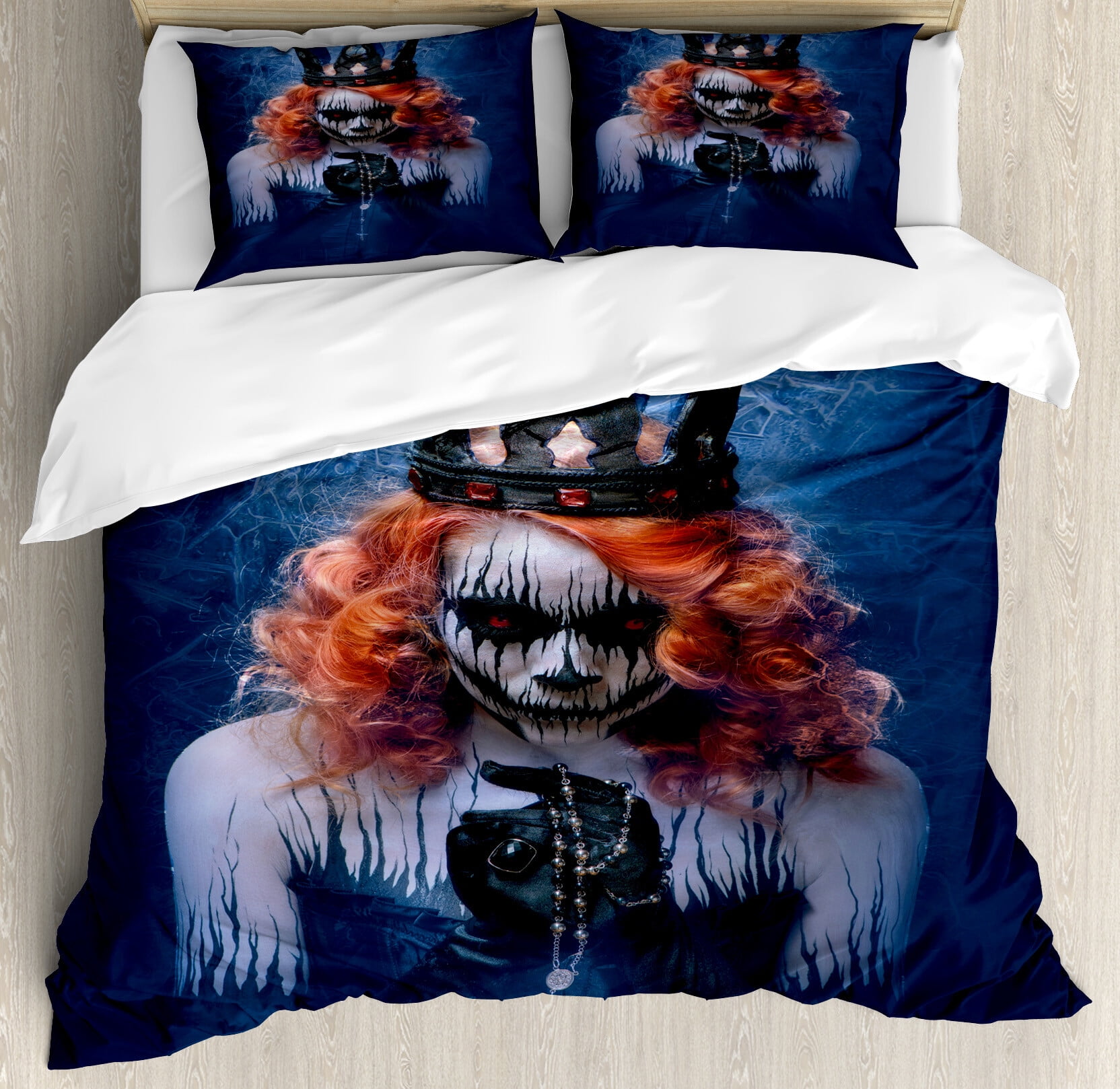 Queen Duvet Cover Set, Queen of Death Scary Body Art Halloween Evil ...