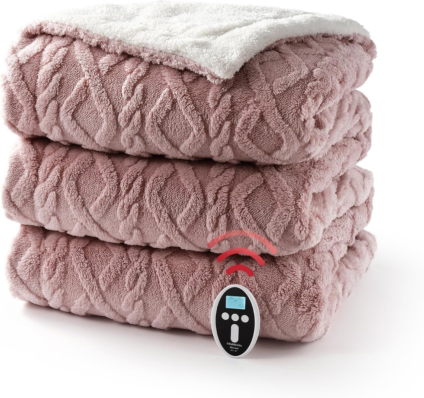 Queen Electric Heated Blanket | Wireless Dual Control Sherpa Blanket ...