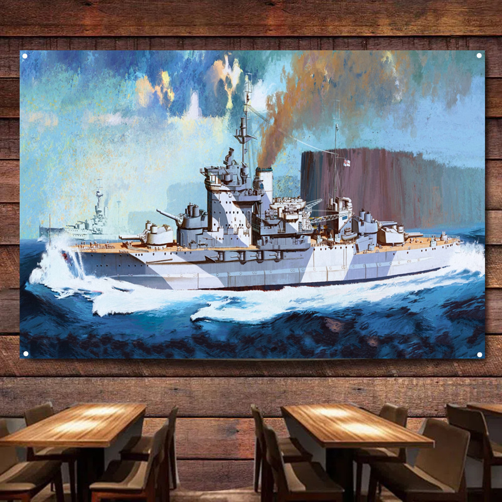 Queen Elizabeth Class HMS Warspite Battleship Wall Art Banners Hanging ...