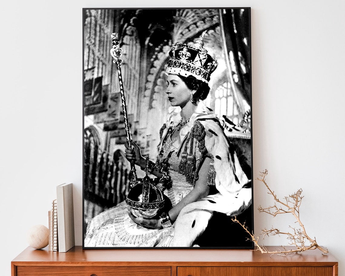 Queen Elizabeth Coronation Photo Print, Vintage Queen Of England Poster ...
