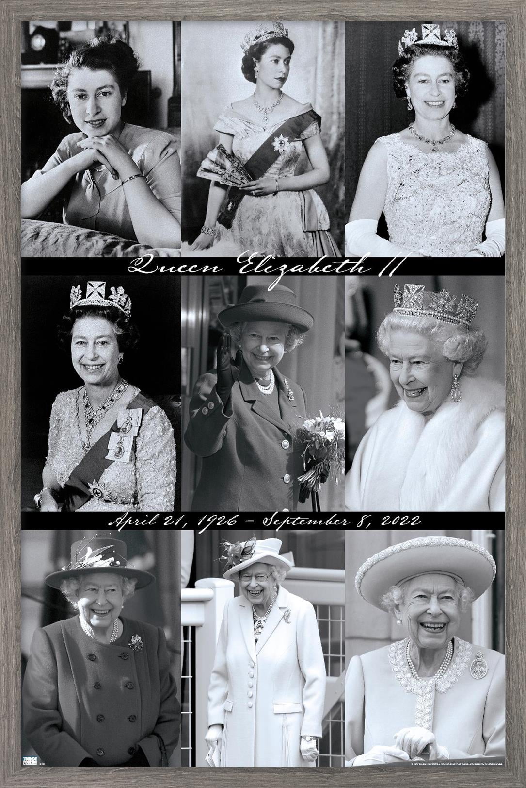 Queen Elizabeth II - Grid Wall Poster, 14.725" x 22.375" Framed ...
