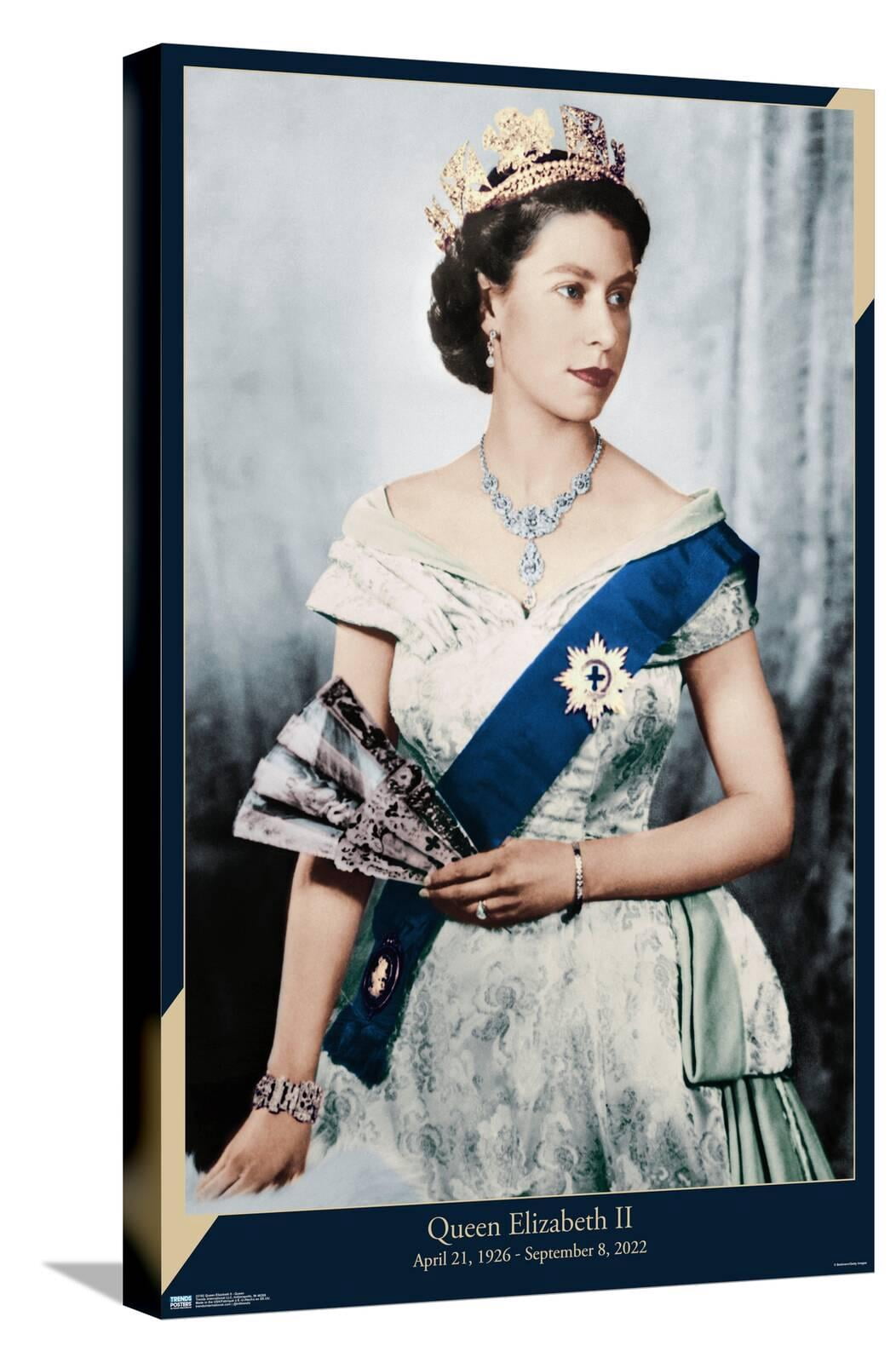 Queen Elizabeth II - Queen Canvas Wall Poster, 14.725" x 22.375 ...