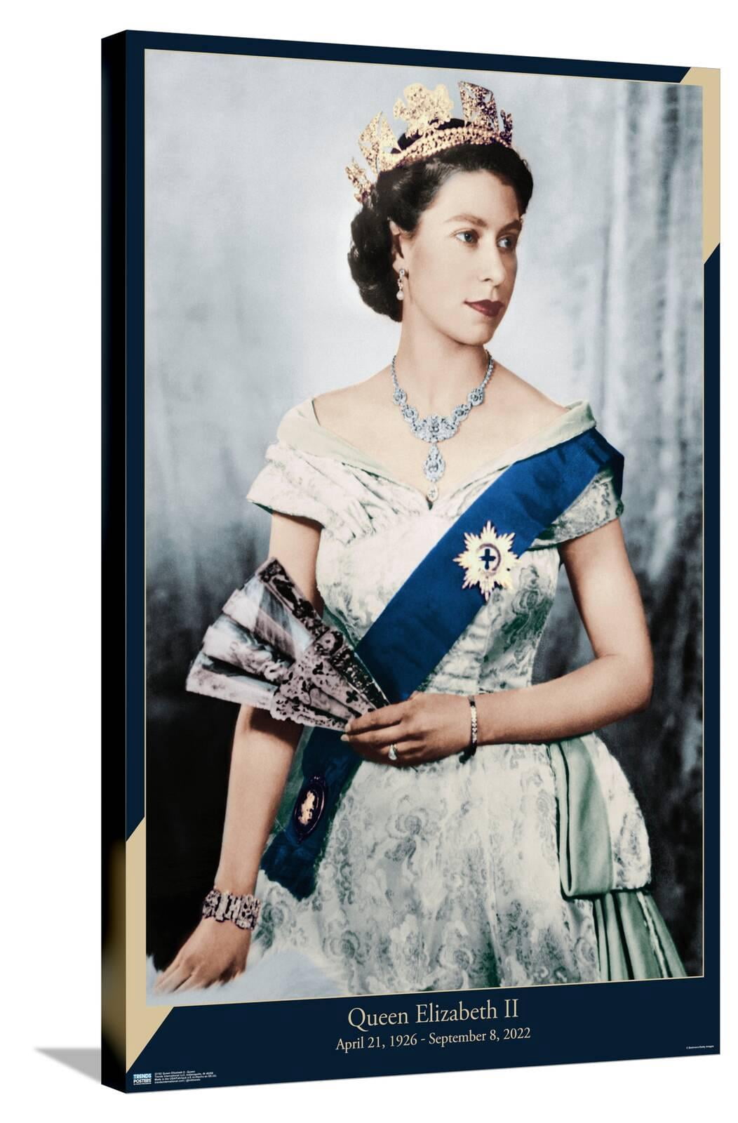 Queen Elizabeth II - Queen Canvas Wall Poster, 22.375" x 34" - Walmart.com