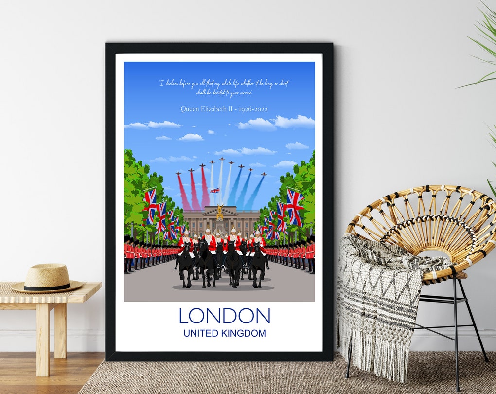 Queen Elizabeth Ii Memorial Poster Of London , Buckingham Palace, The ...