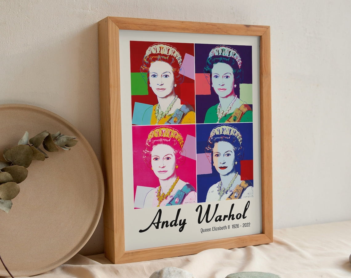 Queen Elizabeth Portrait Print, Pink Wall Art, British Royal Family ...