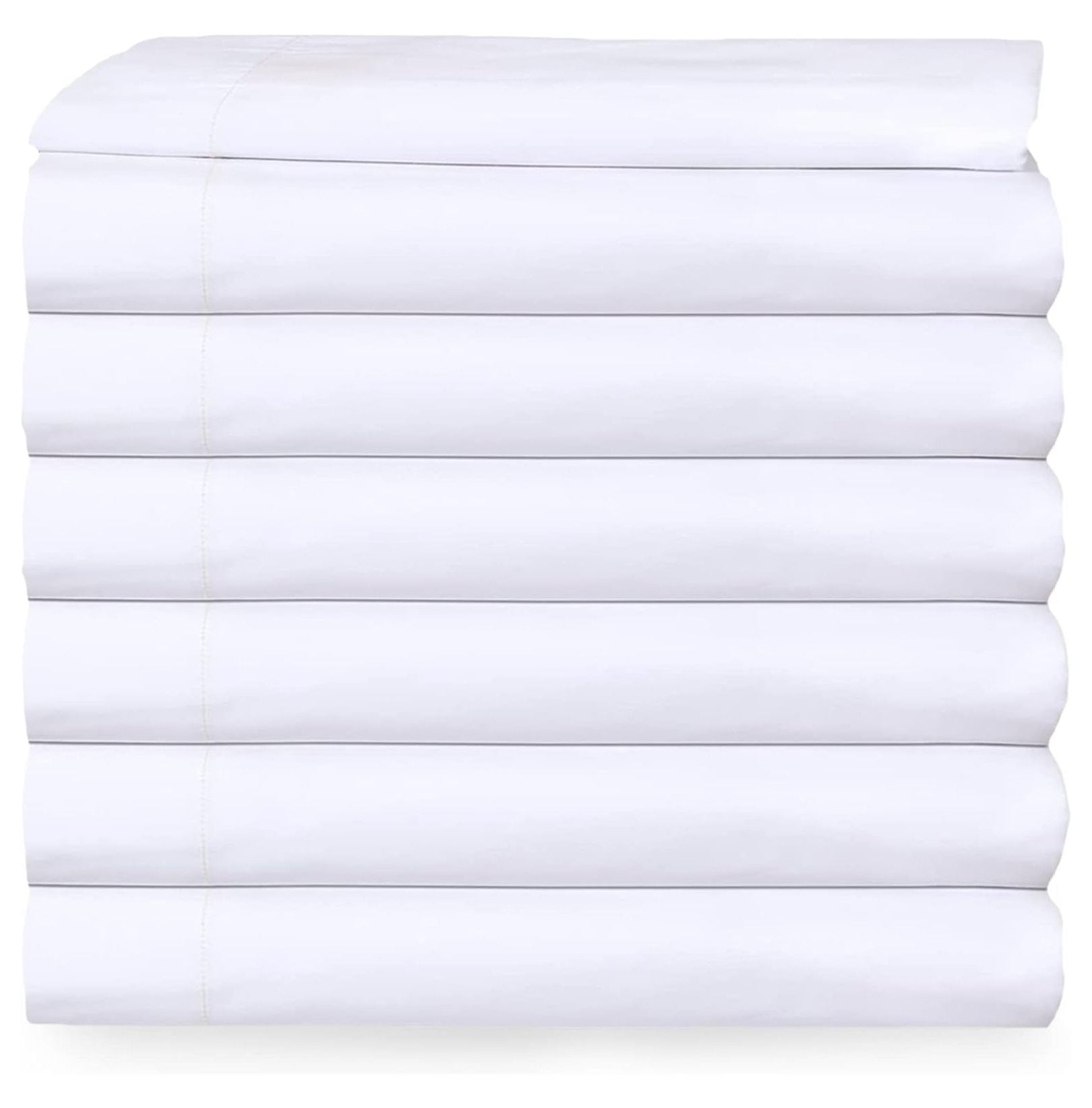 Queen Flat Sheet only Pack of 6 Bulk (90 x 110 Inches) White Polycotton T-200 Percale Weave ...