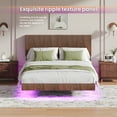 Queen Floating Bed Frame with Charging Station & LED Lights, Walnut MDF ...
