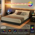 Queen Floating Bed Frame with RGB LED Lighting - Unupholstered Stylish ...