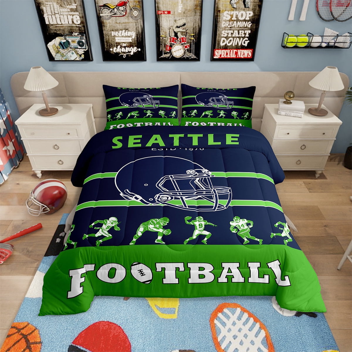 Queen Football Comforter for Football Player,American Football Bedding ...
