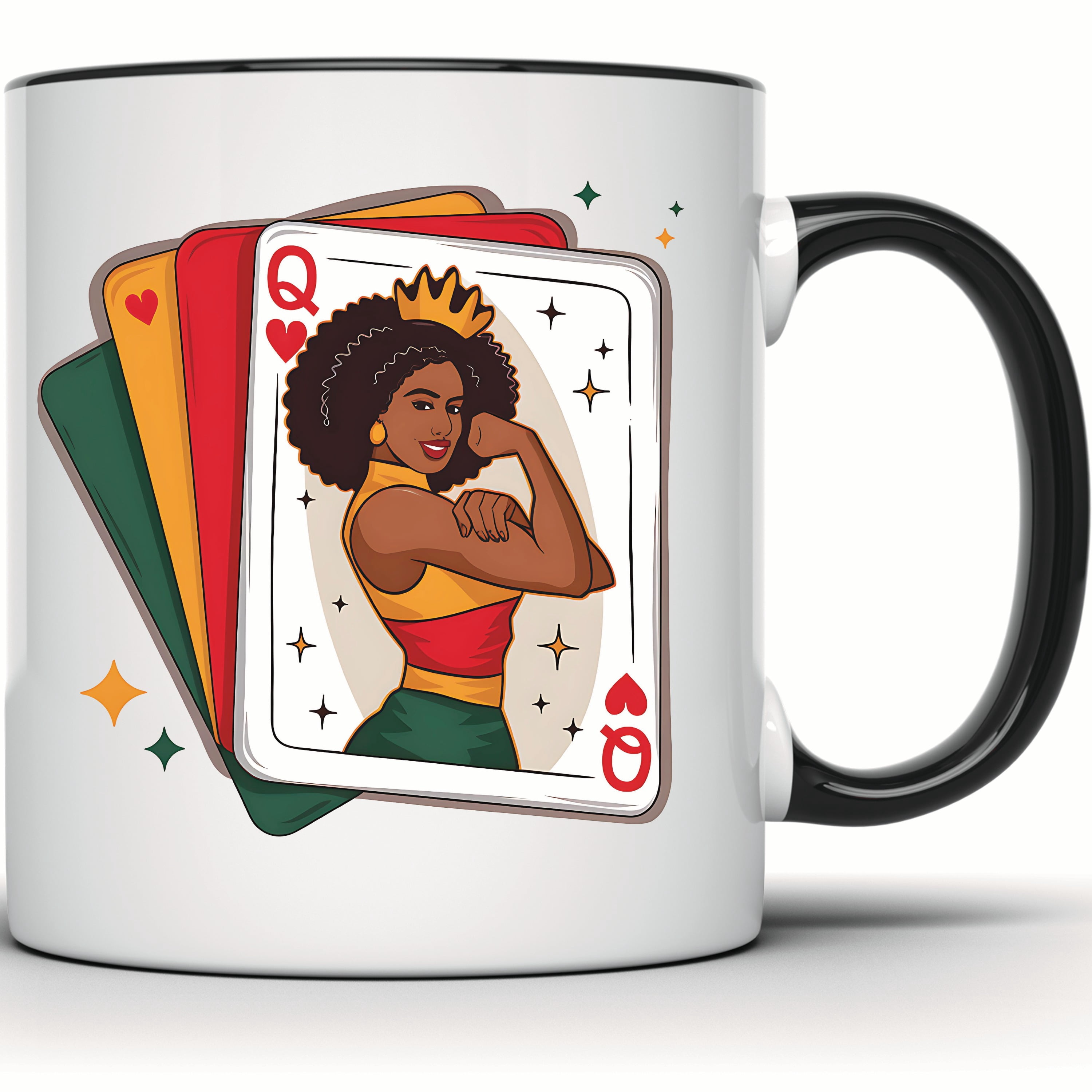Queen of Hearts Mug | Afro Art Strong Woman | Black Queen Playing Cards ...