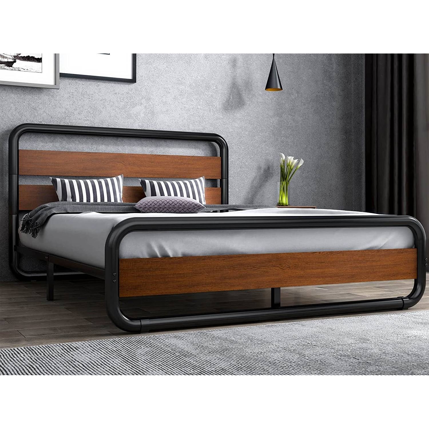 Metal And Wood Platform Bed