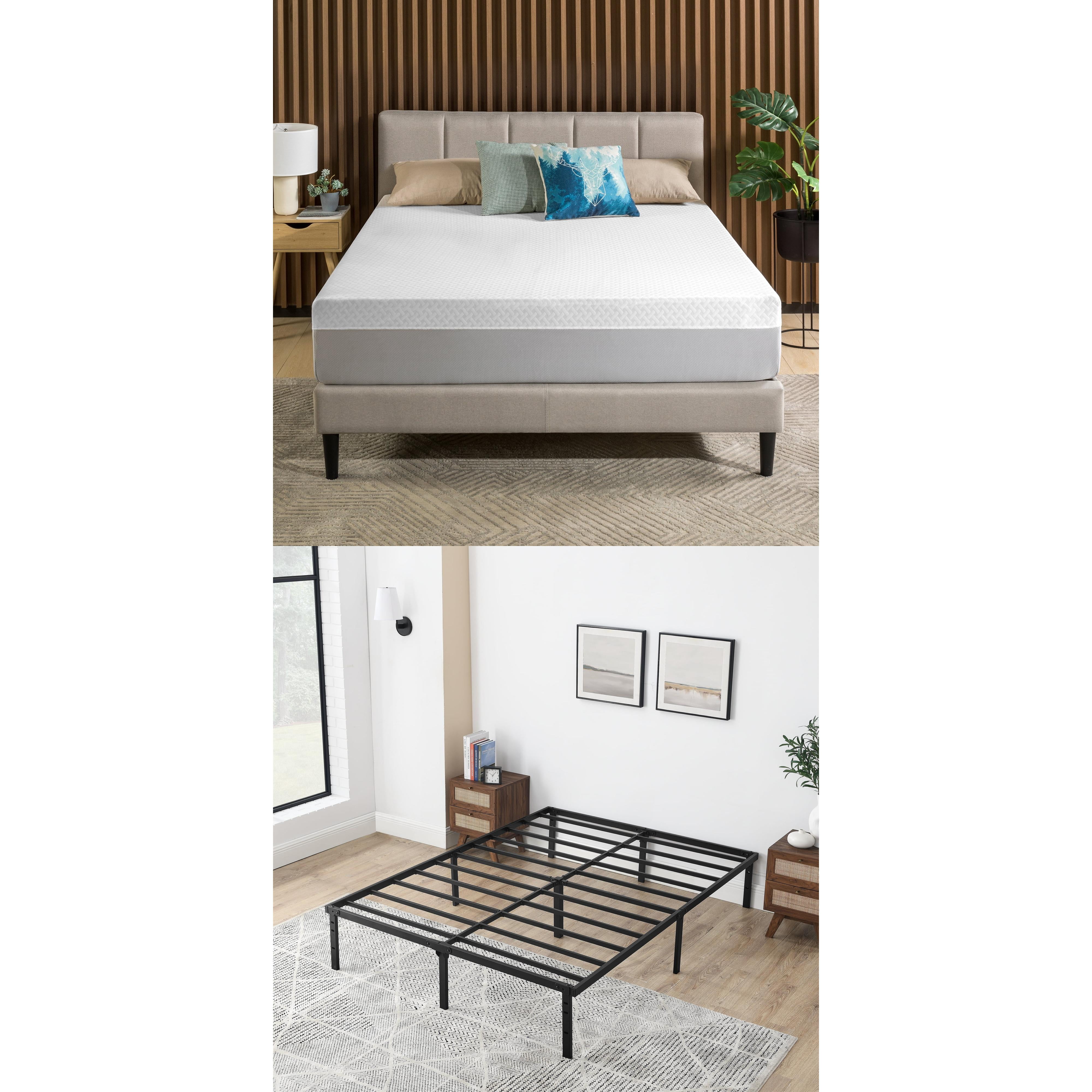 Queen Hybrid Mattress & Platform Frame Bundle — Zinus 10″ Hybrid ...