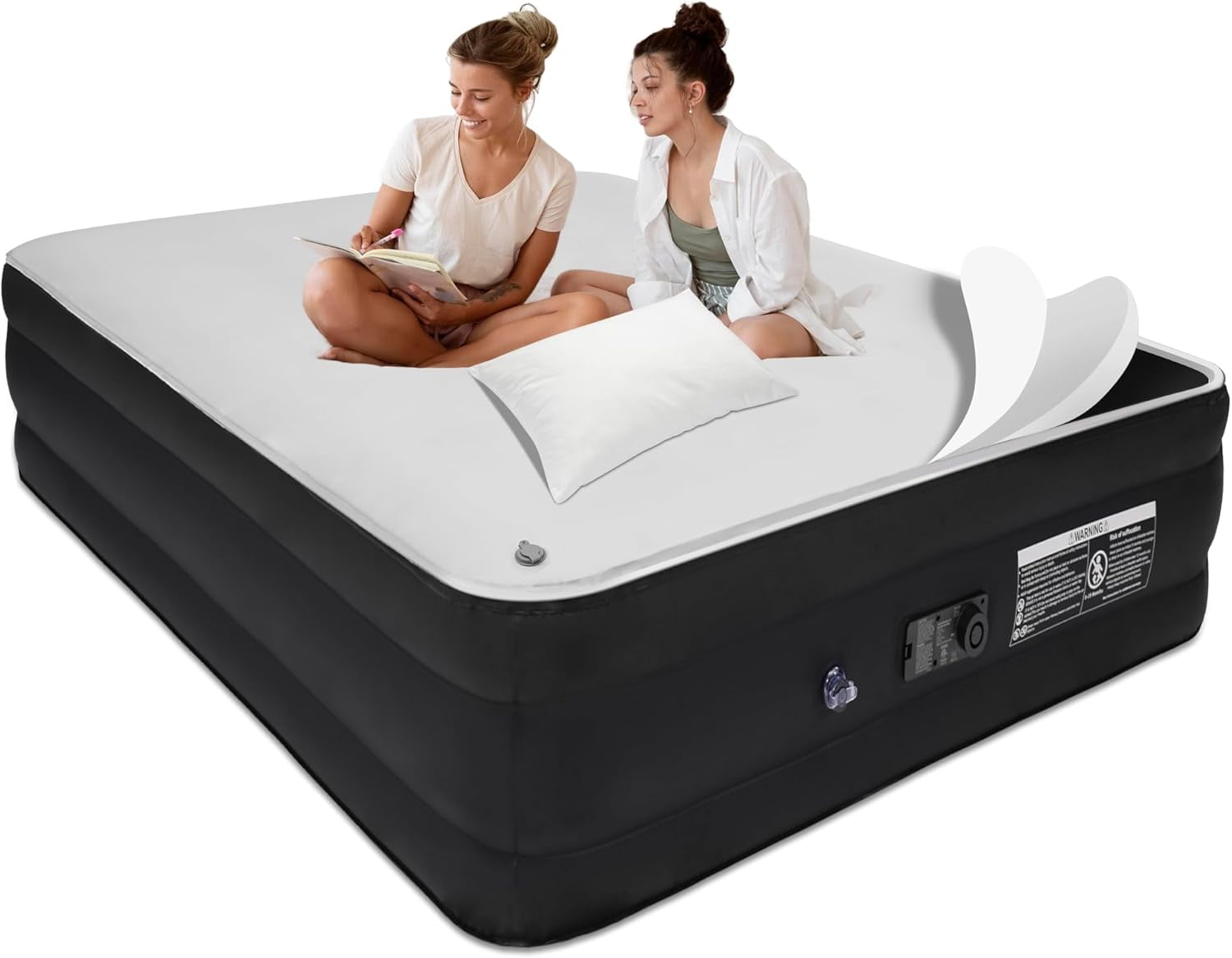 Queen Inflatable Air Mattress with Built in Pump, 1 1/4" Thick Foam ...