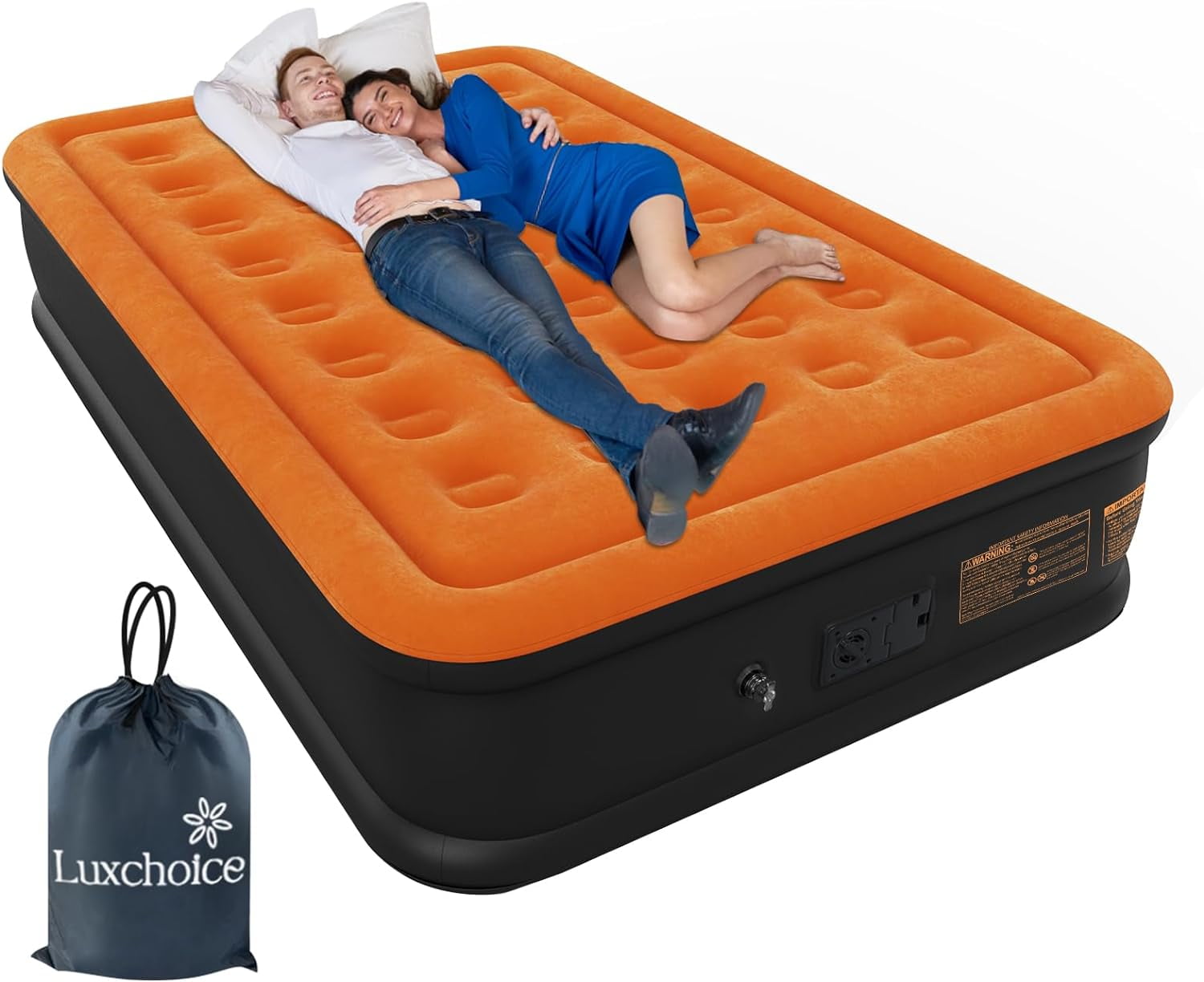 Queen Inflatable Mattress with Built-in Pump Camping Air Mattress Quick ...
