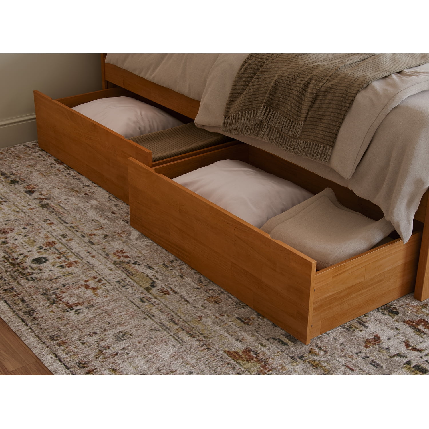 Queen/King/Twin XL Urban Solid Wood Bed Drawers in Light Toffee ...