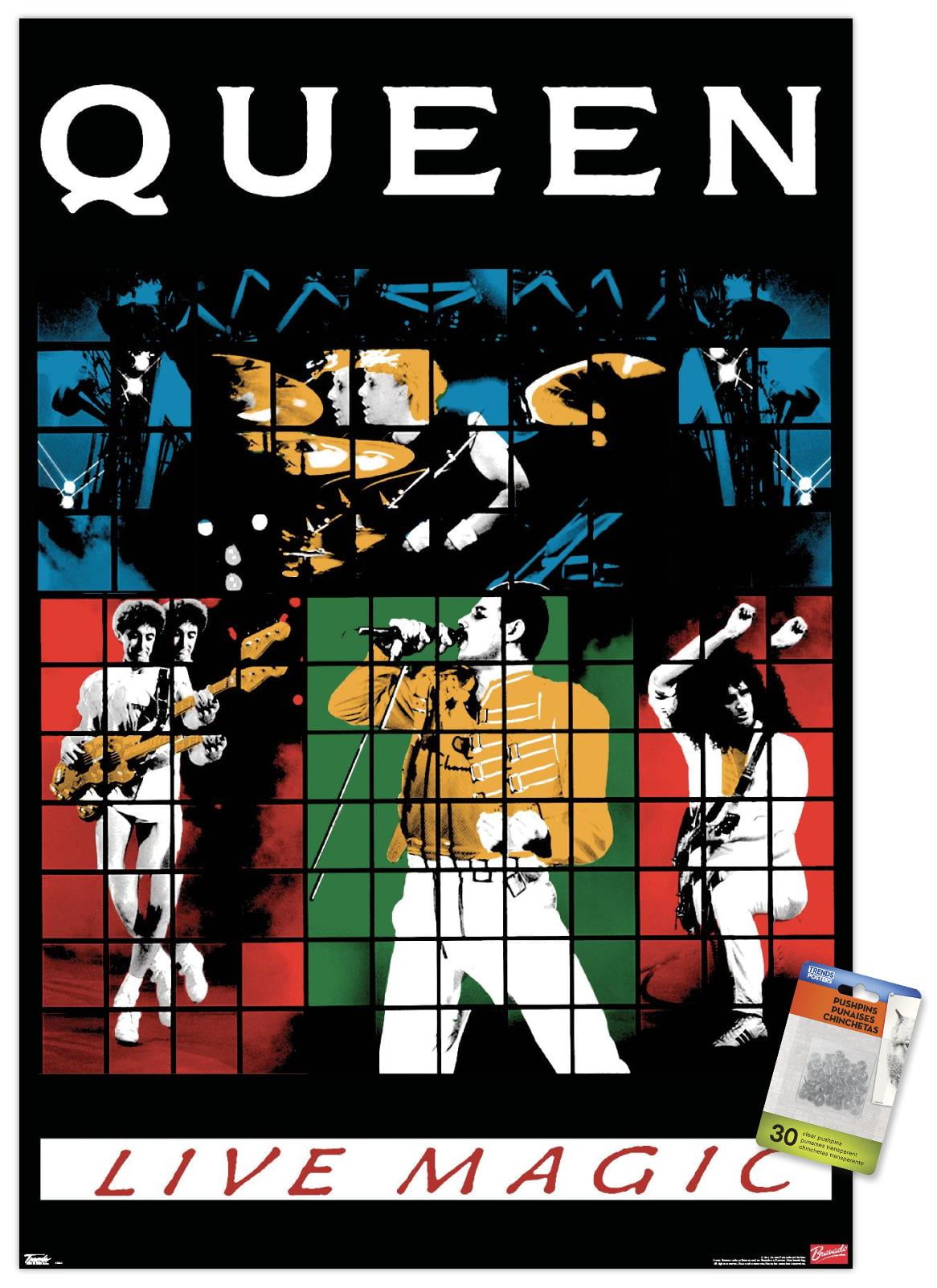 Queen - Live Magic Wall Poster with Push Pins, 22.375" x 34" - Walmart.com
