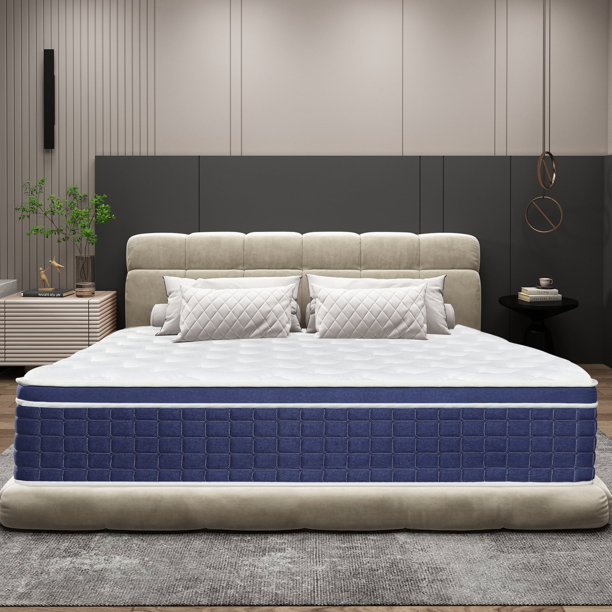 Queen Mattress, 14-inch Hybrid Gel Memory Foam and Pocket Springs ...