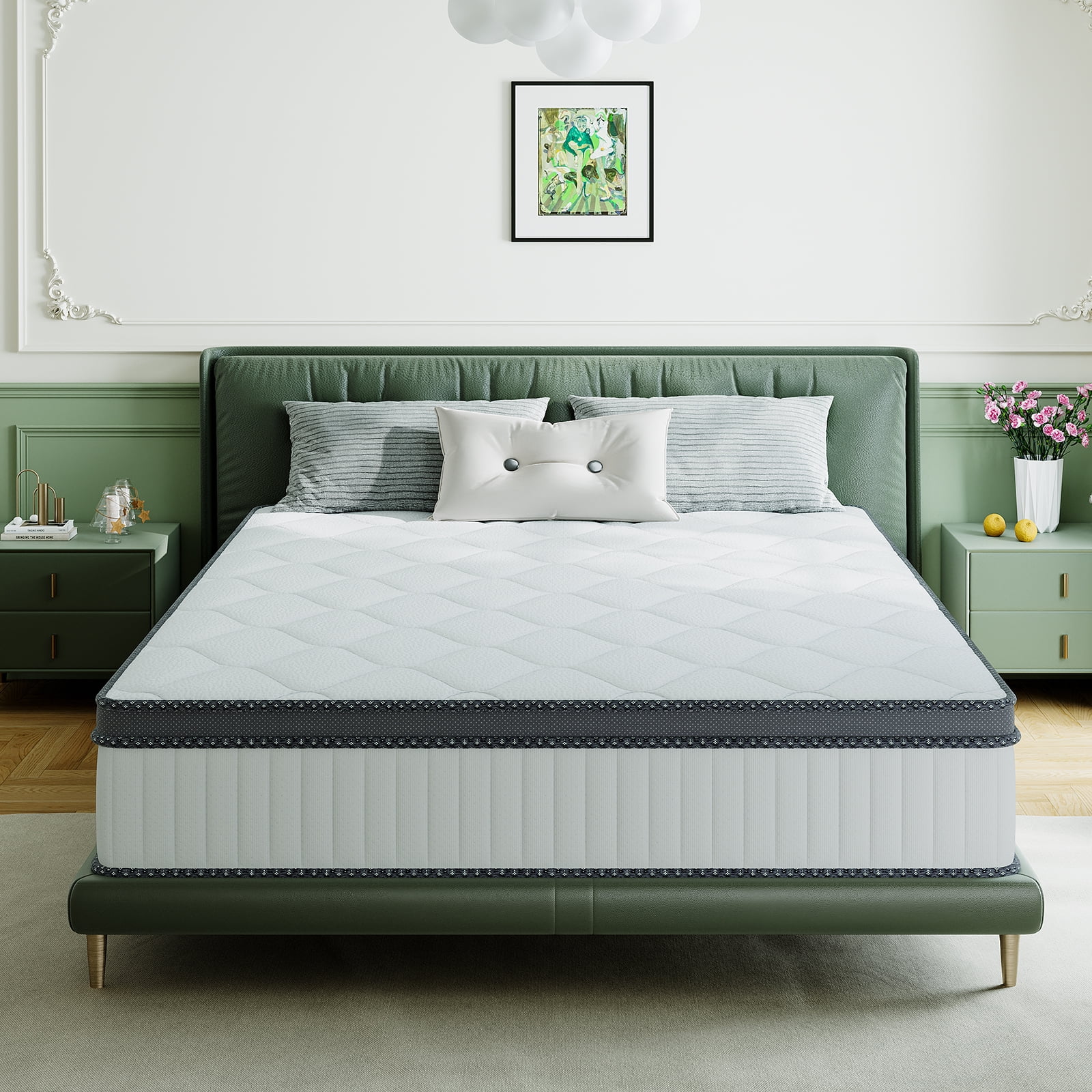 Queen Mattress,10 Inch Queen Hybrid Memory Foam and Individual Pocket ...