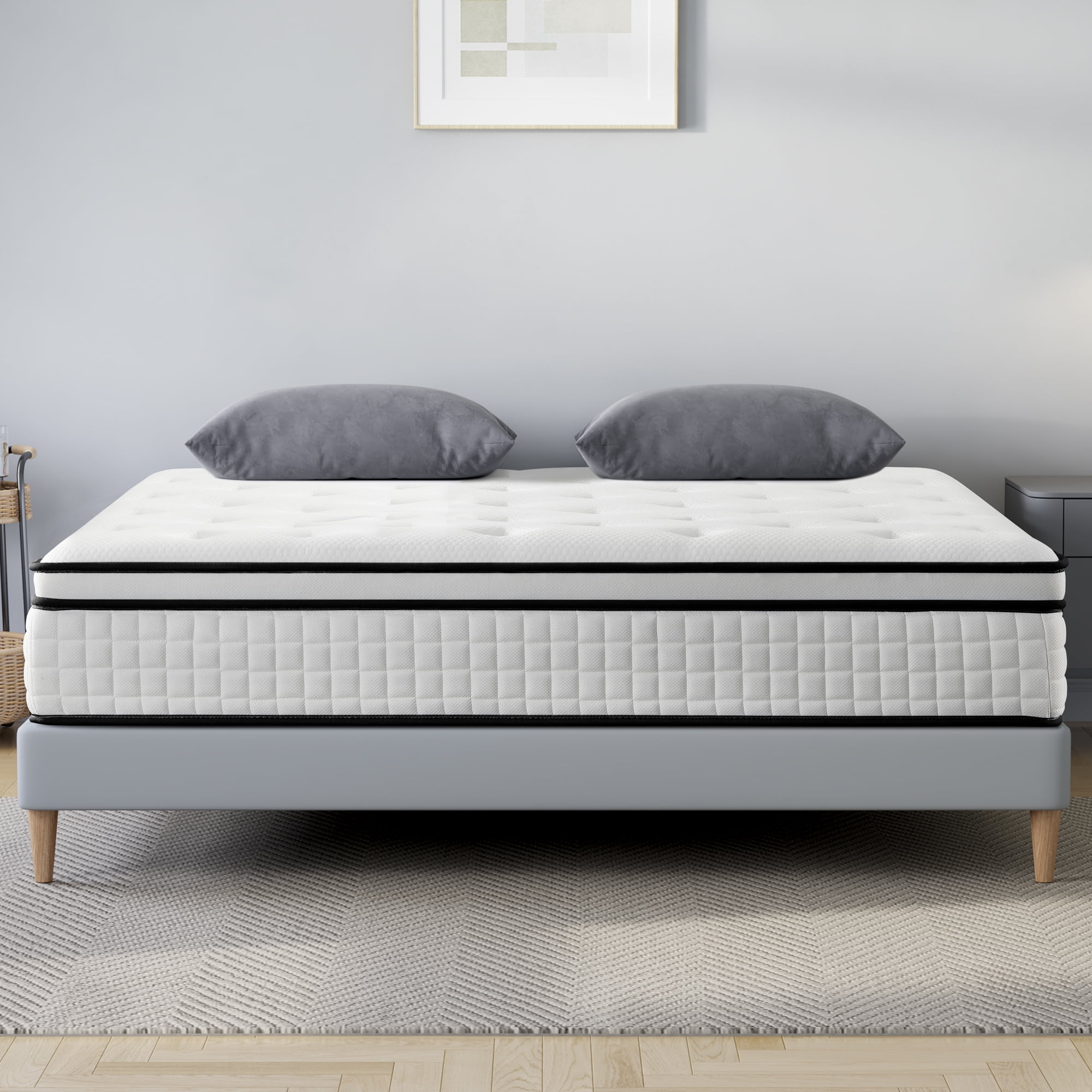 Queen Mattress, 12" Hybrid Gel Memory Foam Individually Pocket ...
