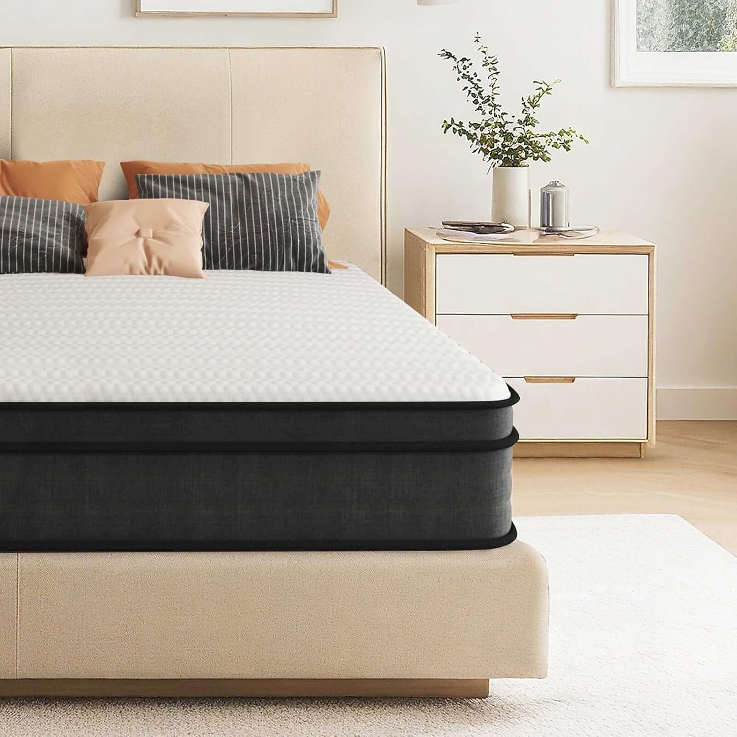 Queen Mattress, 12 Inch Hybrid Memory Foam Mattress in a Box with Individual Pocket Spring for ...