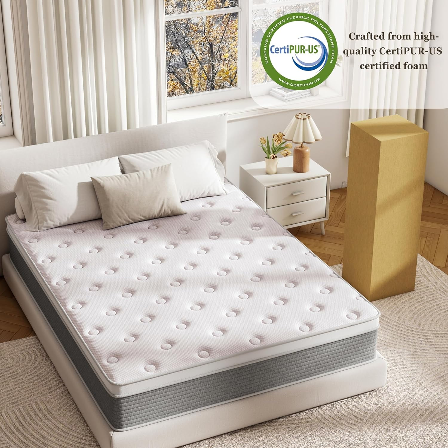 Queen Mattress, 12 Inch Queen Size Mattress Hybrid Design Memory Foam ...