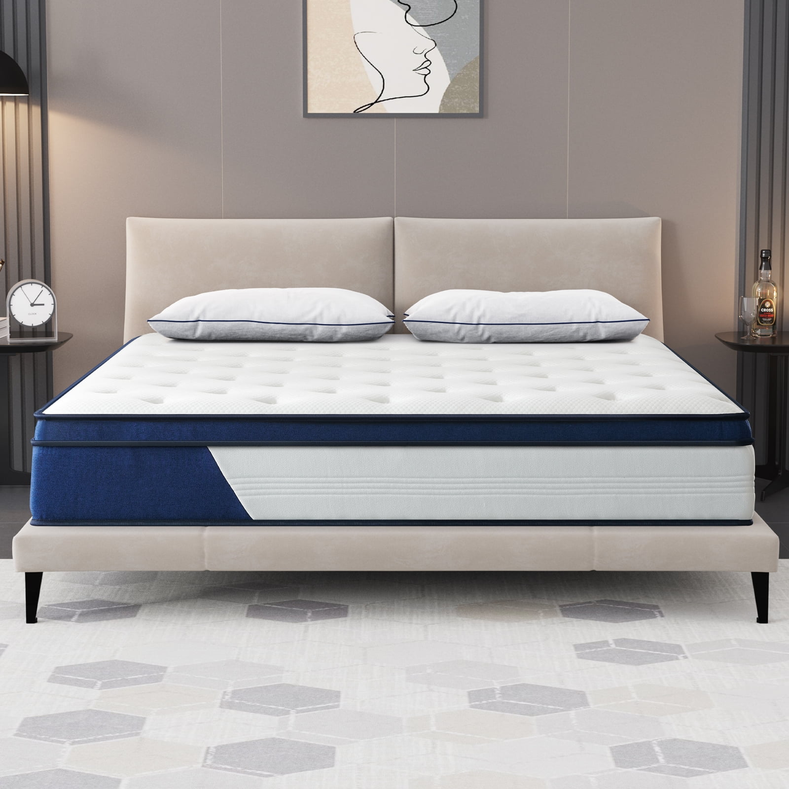 "12"" Hybrid Innerspring Queen Mattress with Medium Softness, in a Box ...