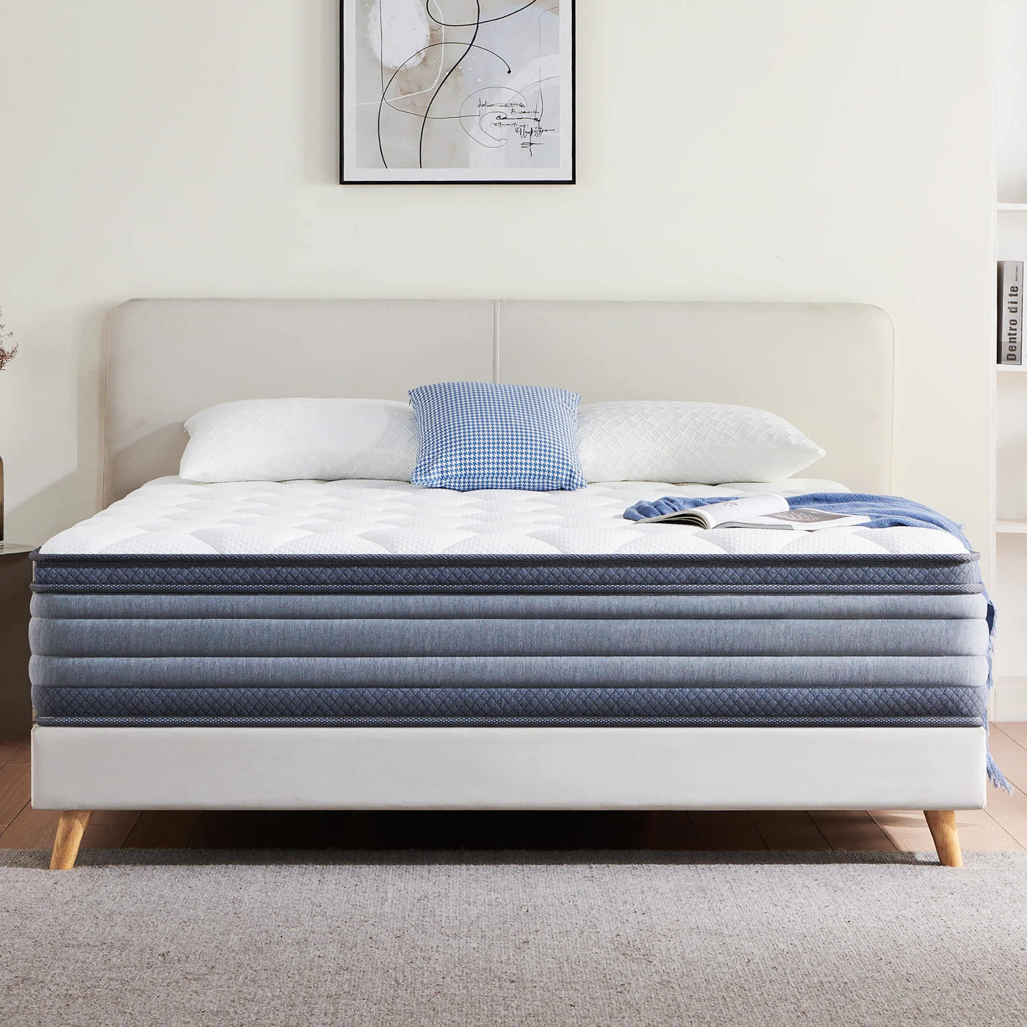 Queen Mattress JIAVA 12" Queen Innerspring Mattress Hybrid Pocket ...